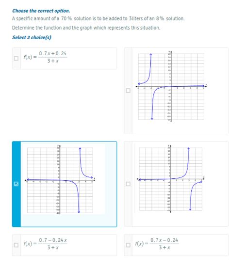 choose the correct option a specific amount of a 70 solution is to be