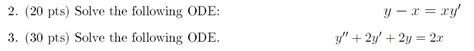 Solved Pts Solve The Following ODE Pts Chegg Com