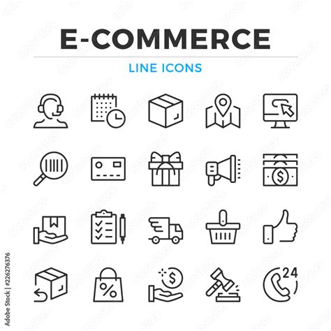 E Commerce Line Icons Set Modern Outline Elements Graphic Design Concepts Simple Symbols