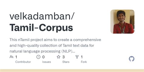 Github Velkadambantamil Corpus This Ntamil Project Aims To Create A Comprehensive And High