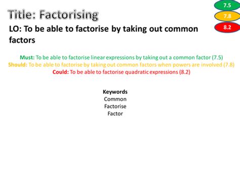 Factorising Into A Single Bracket Resources Tes Factorising Into A Single Bracket Resources Tes