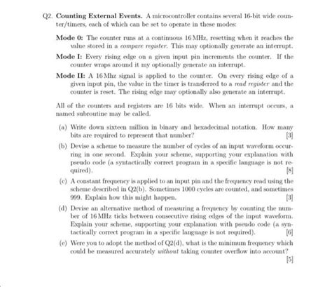 Solved Q2 Counting External Events A Microcontroller