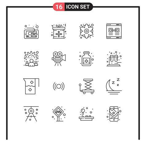 16 Universal Outlines Set For Web And Mobile Applications Business Valentine Colorful Flowers