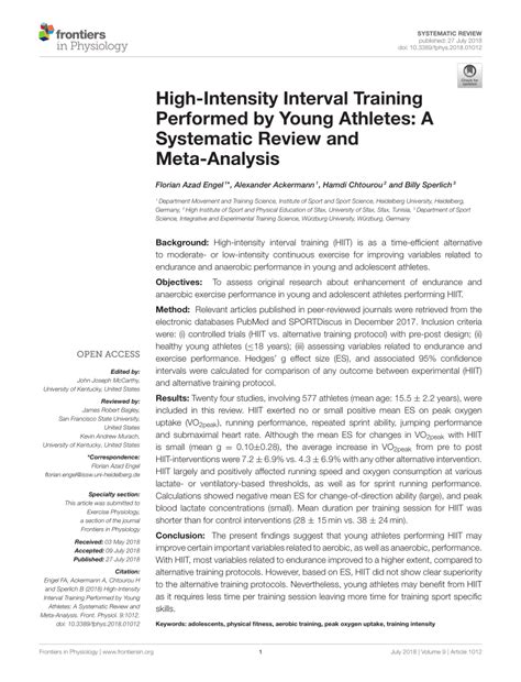 Pdf High Intensity Interval Training Performed By Young Athletes A