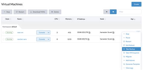 virtual machine backup snapshot and restore rancher product documentation