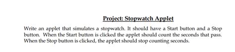 solved project stopwatch applet write an applet that
