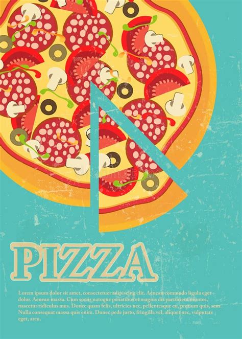 Pizza Menu Template In Vintage Retro Grunge Style Stock Vector