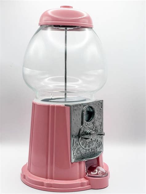Bubblegum Pink Gumball Machine Retro Candy Dispenser Coin Free Option