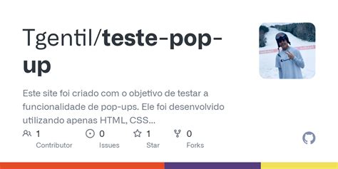 Github Tgentilteste Pop Up Este Site Foi Criado Com O Objetivo De