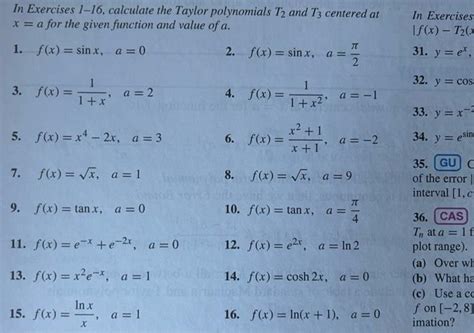 solved in exercises 1 16 calculate the taylor polynomials