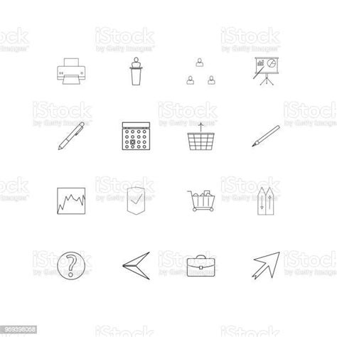 비즈니스 선형 얇은 아이콘 설정합니다 간단한 벡터 아이콘 설명 가득 찬에 대한 스톡 벡터 아트 및 기타 이미지 가득 찬