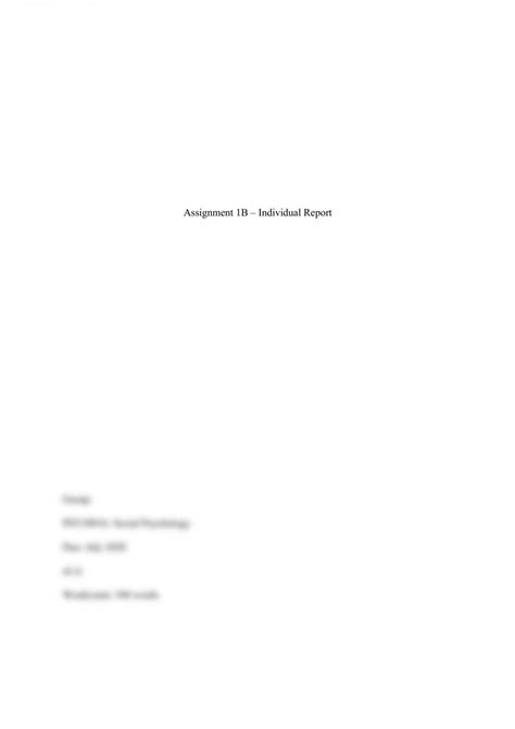 assignment 1b psy20016 social psychology swinburne thinkswap