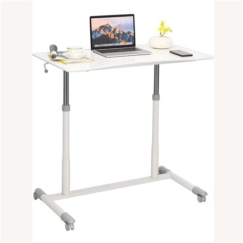 Adjustable Height Small White Desk Aptdeco