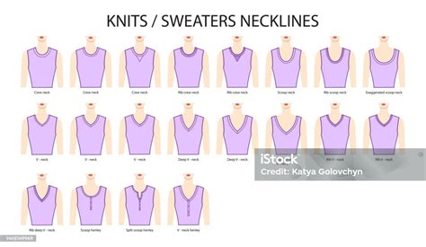 목 라인 니트 및 스웨터 옷 세트 칼라 탑 블라우스 드레스 승무원 몸에 맞는 스쿱 넥 테크니컬 패션 일러스트레이션 플랫 의류 템플릿 여성 남성 남녀 Cad 모형 0명에 대한