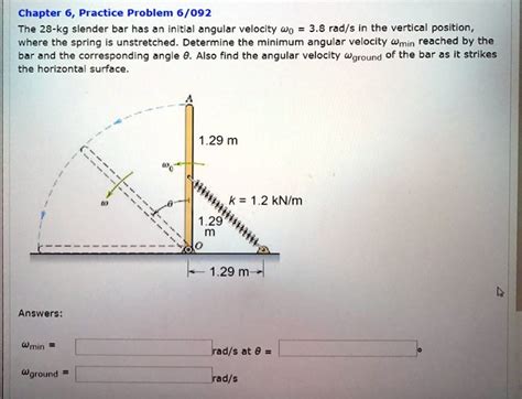 Solved Chapter 6 Practice Problem 6092 The 28 Kg Slender Bar Has An