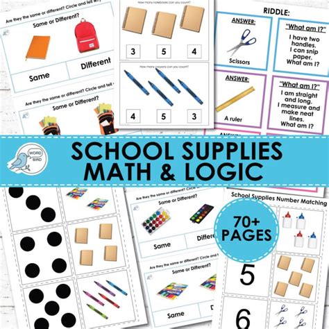 School Supplies Math And Logic Bundle Real Photos Preschool Special