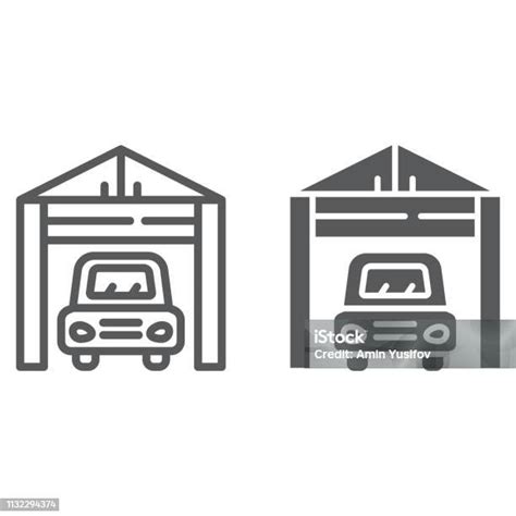 차고 라인과 문양 아이콘 자동차 및 주차 차 집 기호 벡터 그래픽 흰색 바탕에 선형 패턴 0명에 대한 스톡 벡터 아트 및 기타 이미지 Istock
