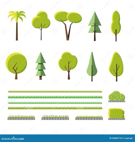 Flat Trees Set Stock Vector Illustration Of Minimal