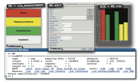 screenshots of gui elements of the measurement application inside the