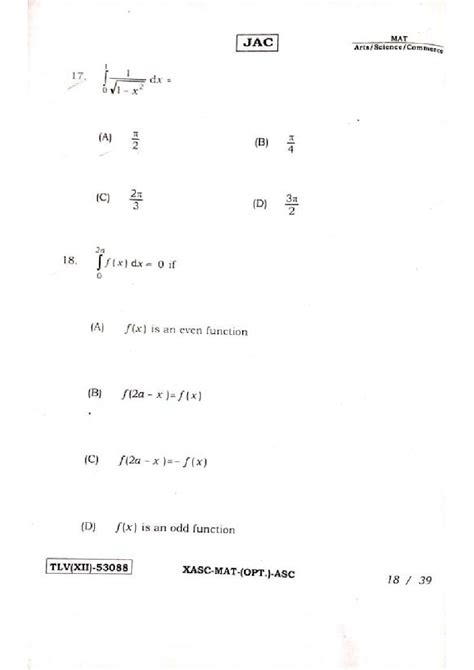 Jac Board Class 12 Maths Previous Year Question Paper Pdf Download 2024 Pyqp Aglasem
