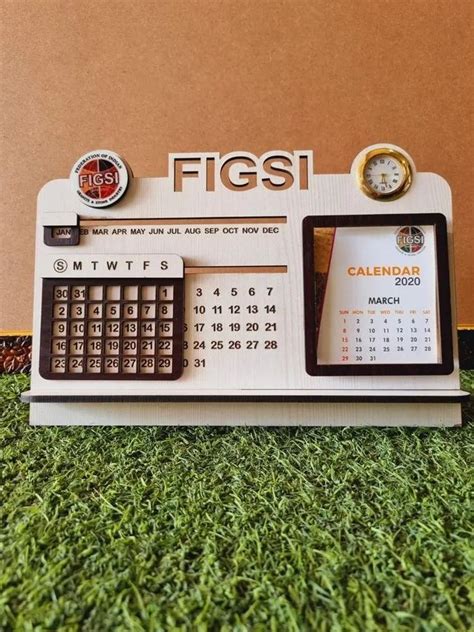 Digital Printing Figsi Wooden Table Clock Calendar For Office At 350
