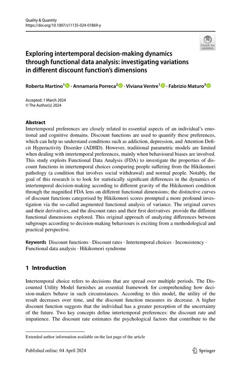 Pdf Exploring Intertemporal Decision Making Dynamics Through Functional Data Analysis