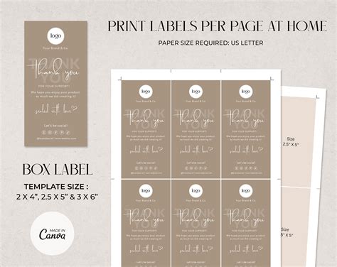 Editable Box Label Template Order Packaging Stickers Custom Etsy