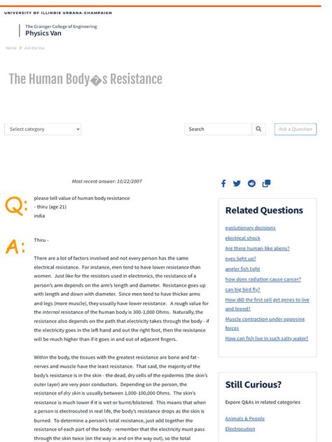 2 The Human Bodys Resistance Physics Van Uiuc Pdf Pdf Capacitor Electrical Resistance 2 The Human Bodys Resistance Physics Van Uiuc Pdf Pdf Capacitor Electrical Resistance