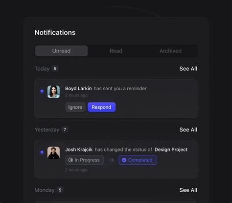 Dark Ui For A Notifications Modal Ui Design Principles Wireframe Design Interactive Design