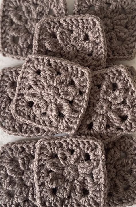 10 Chunky Brown Crochet Granny Squares 35 X 35 Inches Pufflower