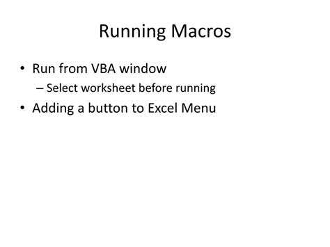 Ppt Excel Macro Vba Overview Powerpoint Presentation Free Download Id2044397