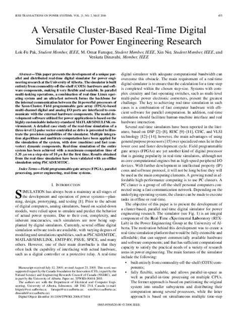 Pdf A Versatile Cluster Based Real Time Digital Simulator For Power
