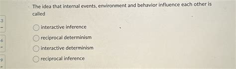 Solved The Idea That Internal Events Environment And