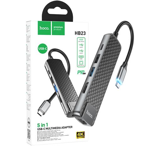 Hoco Konverter USB HUB Type C To USB3 0 USB2 0 HDMI RJ45 PD HB23 Easy View GledajOvo
