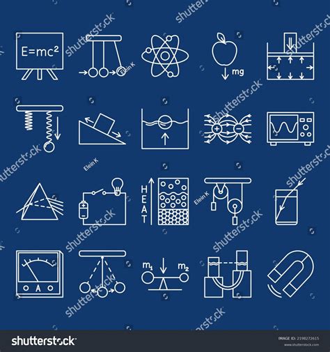 Physics Science Icon Set Thin Line Stock Vector Royalty Free 2198272615 Shutterstock
