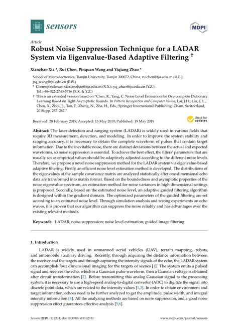 Pdf Robust Noise Suppression Technique For A Ladar System Via