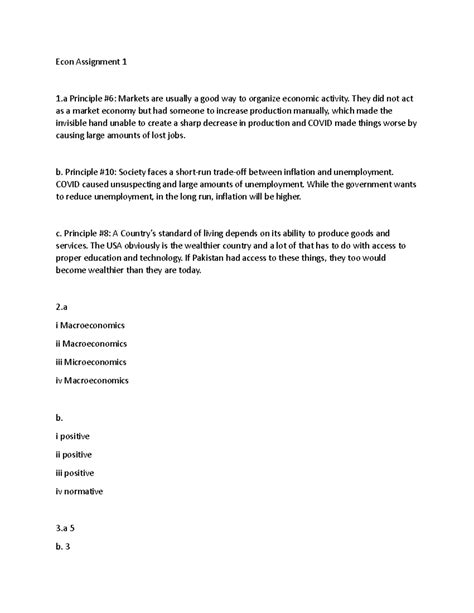 Econ 247 Assignment 1 Econ Assignment 1 1 Principle 6 Markets Are