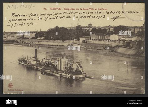 Valence Perspective Sur La Basse Ville Et Les Quais France Stock