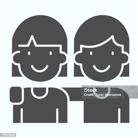 여자 친구 단단한 아이콘입니다 두 여자 포옹 서로 벡터 그림 에 고립 된 흰색 소녀 우정 문말 스타일 디자인 웹 및 응용