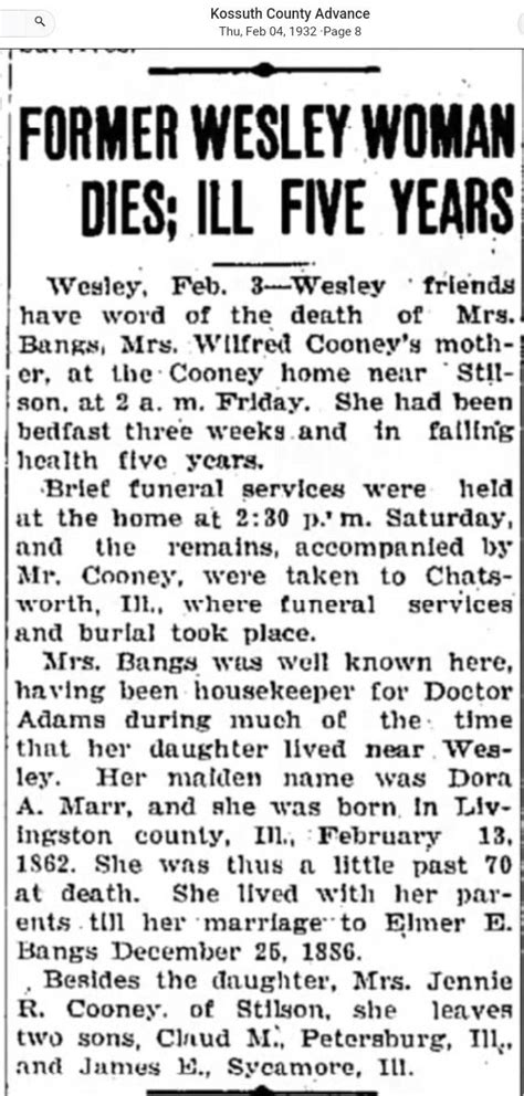 Dora A Marr Bangs 1862 1932 Homenaje De Find A Grave