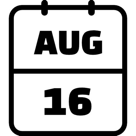 Calendar August 16 Icon Svg Vector And Png Free Download Uxwing