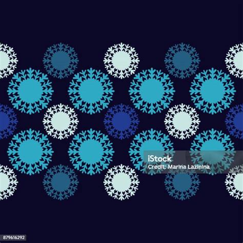 눈송이와 원활한 벡터 배경입니다 파란 겨울 패턴입니다 섬유 교감입니다 0명에 대한 스톡 벡터 아트 및 기타 이미지 0명 겨울 기하 도형 Istock