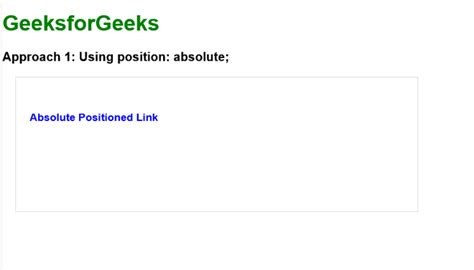 How To Position A Hyperlink With Css Geeksforgeeks