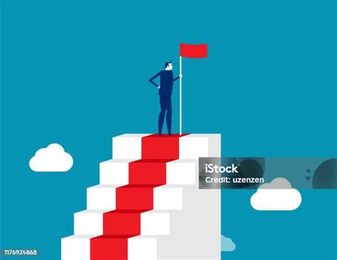 리더 성공 계단의 상단에 남자 컨셉 비즈니스 벡터 일러스트레이션 성취 수상자 개발에 대한 스톡 벡터 아트 및 기타 이미지