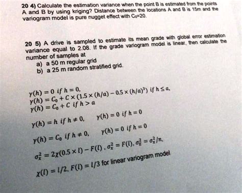 SOLVED Calculate The Estimation Variance When The Point B Is Estimated From The Points A