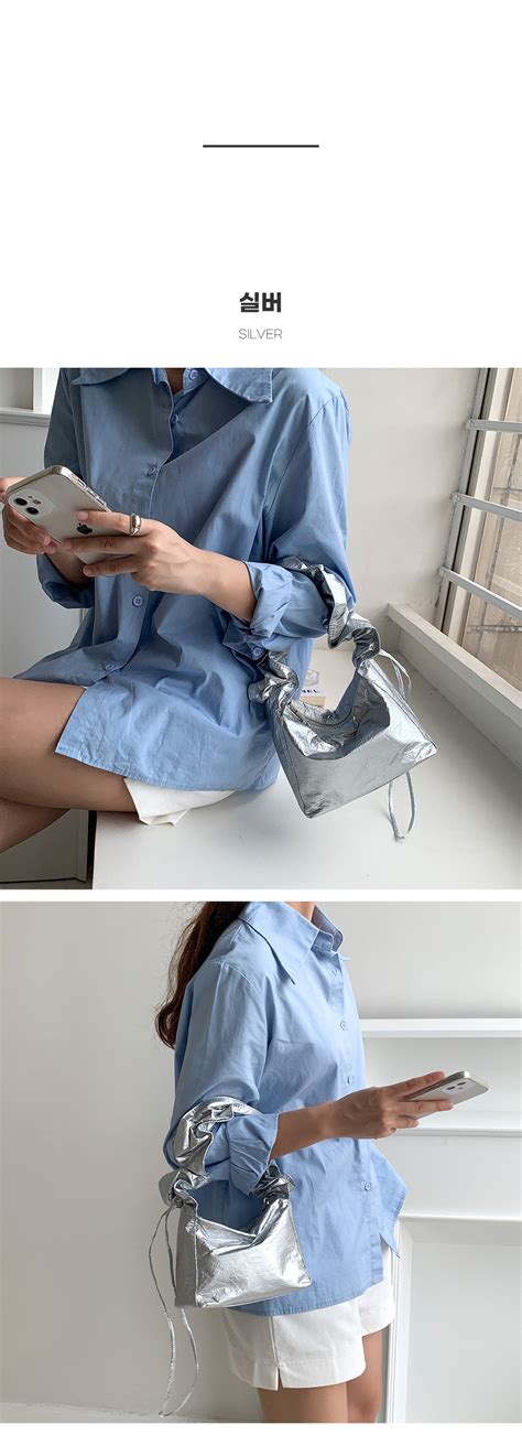 윤키 Yoonkie 곱창가방 은색가방 대학생 데일리 미니 숄더백