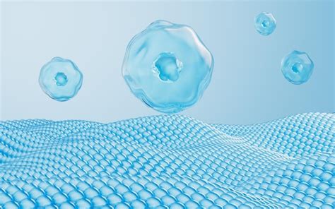 Premium Photo Floating Cells In The Blue Background Skin Treatment Biology And Medicine