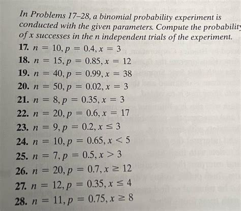 Solved In Problems A Binomial Probability Experiment Chegg