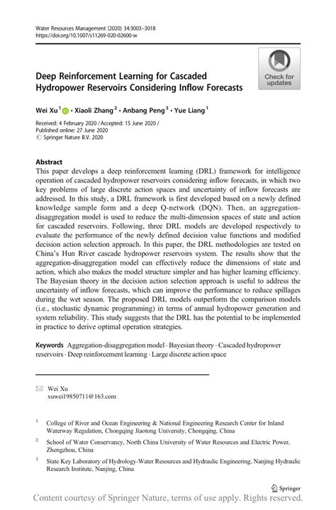 Deep Reinforcement Learning For Cascaded Hydropower Reservoirs