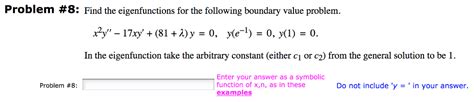 Solved Problem Find The Eigenfunctions For The Chegg